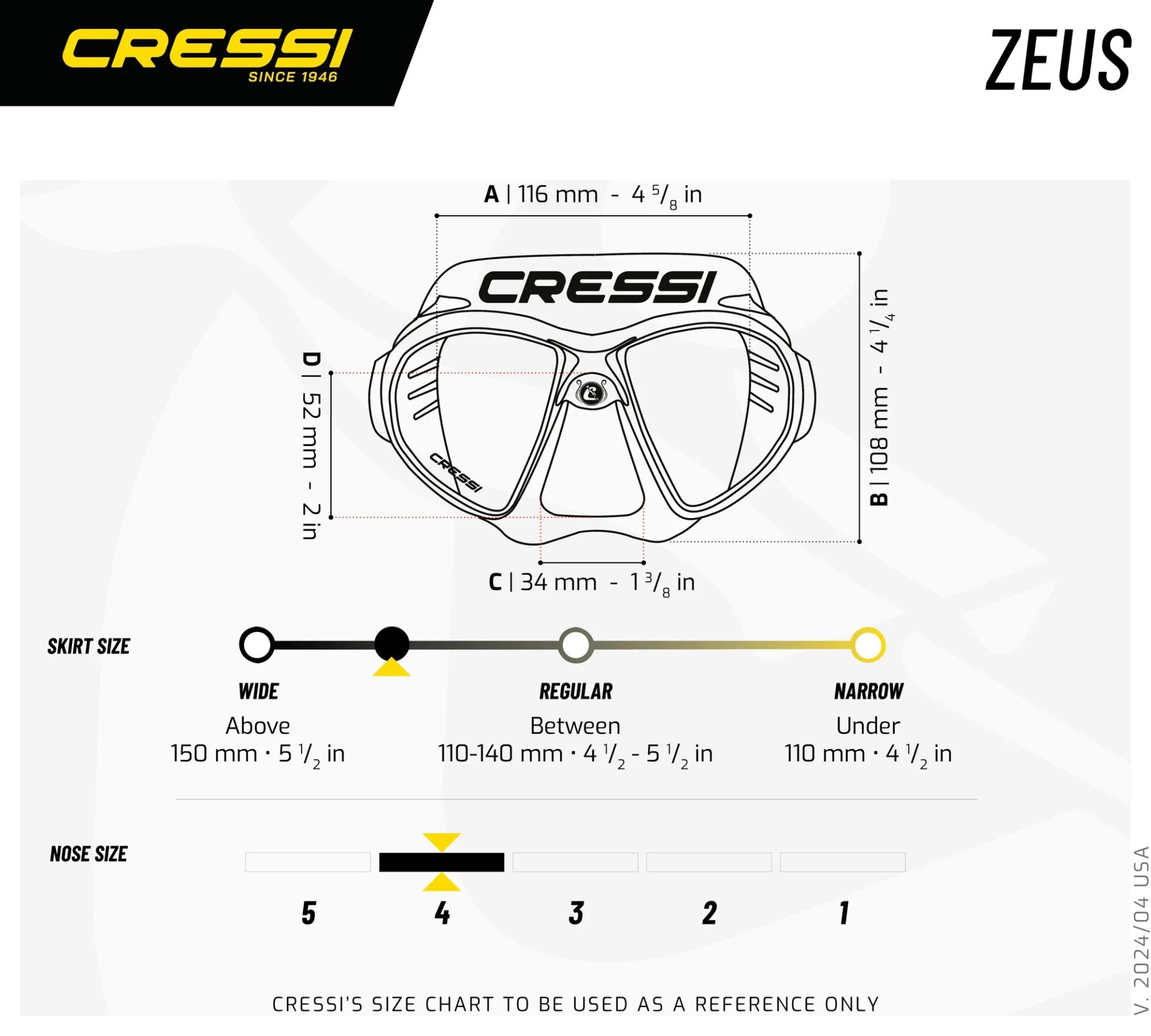 Cressi Zeus Black / Gold Dalış ve Yüzme Maskesi
